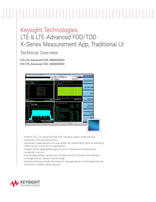 LTE & LTE-Advanced FDD/TDD X-Series Measurement Application, Traditional UI Technical Overview ...